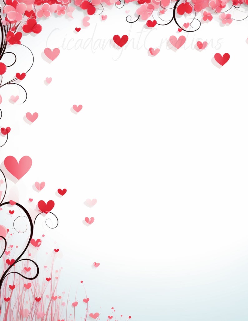 Whimsical Valentine's Day Printable Writing Paper Design - Lot of 5 - Etsy
