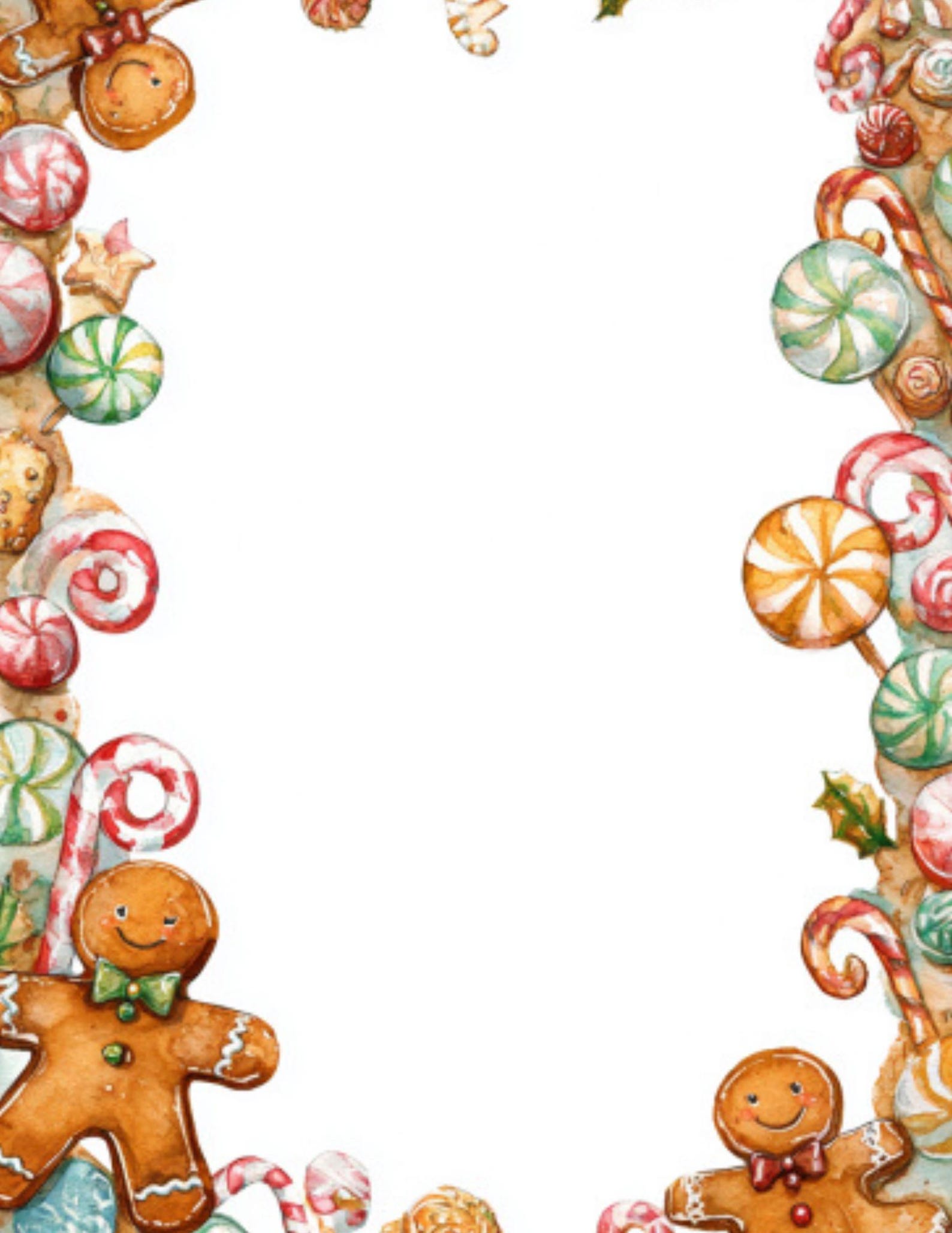 Whimsical Gingerbread Man Christmas Printable With Border Lot of 5 - Etsy