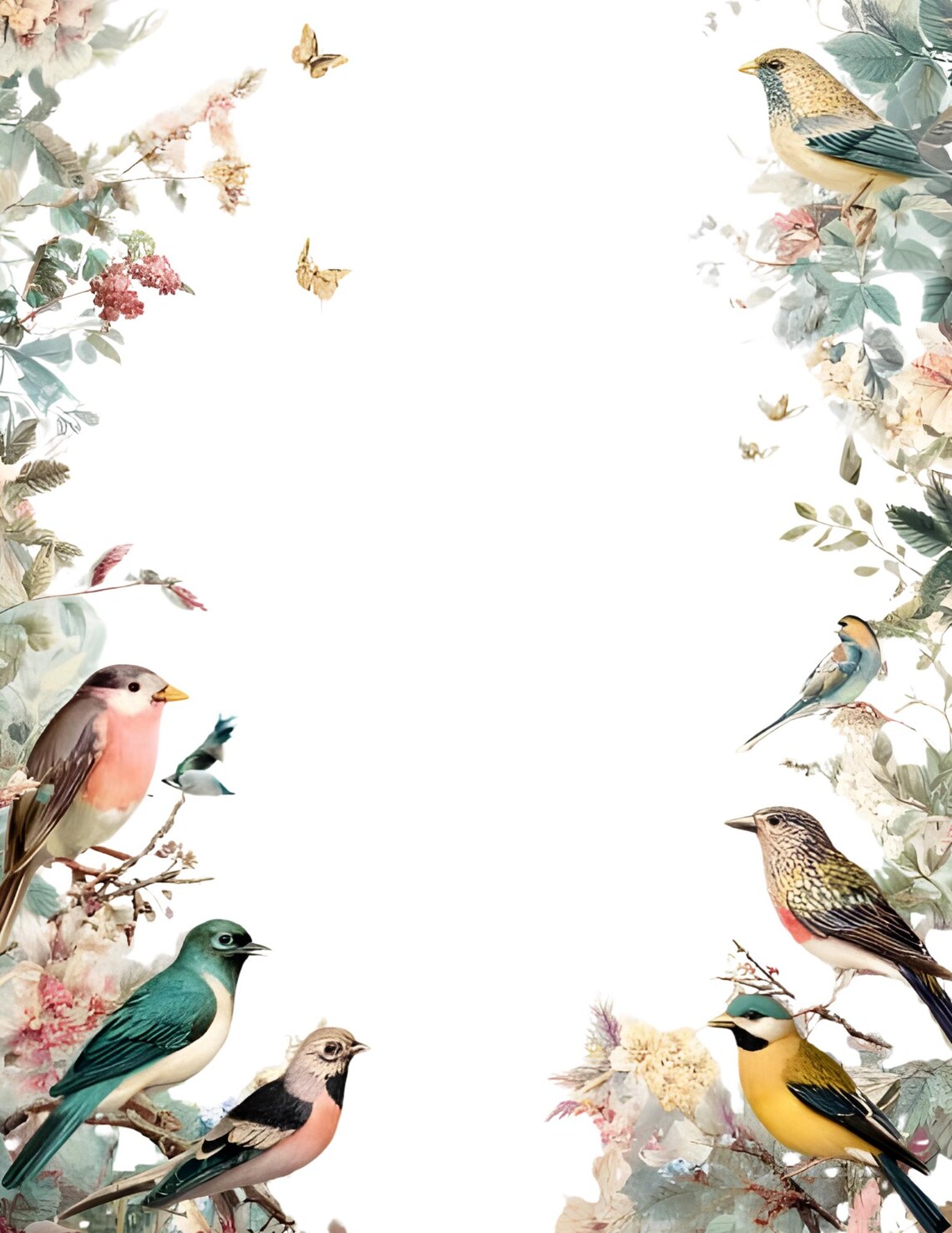 Pretty Birds Border Writing Paper Design - Lot of 5 - Etsy