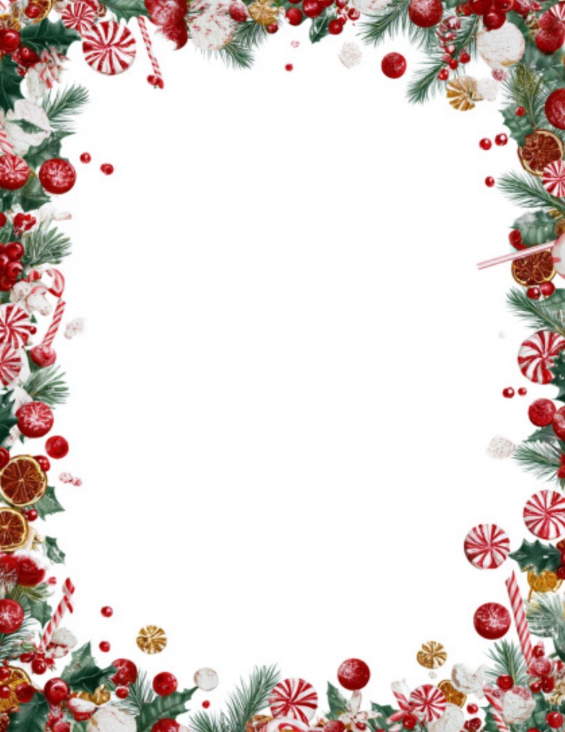 Christmas Treats Colorful Border Printable Writing Paper Design - Lot ...