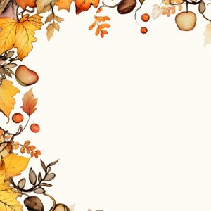 Whimsical Autumn Printable Paper With Autumn Border Lot of 5 #2 - Pdf's ...