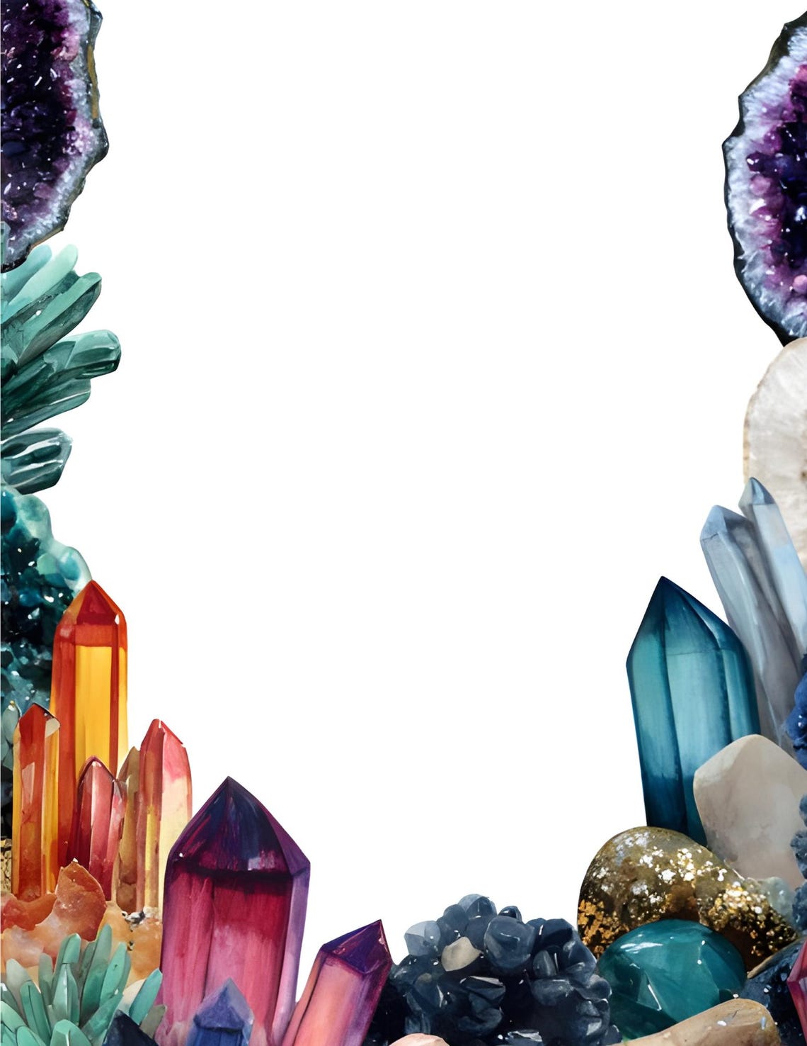 Geode and Crystal Border Printable Writing Paper Design - Lot of 5 - Etsy