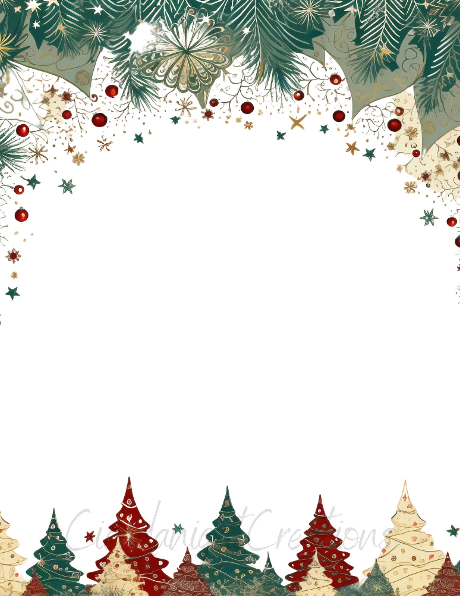 Whimsical Christmas Printable With Border Lot of 5 - Etsy
