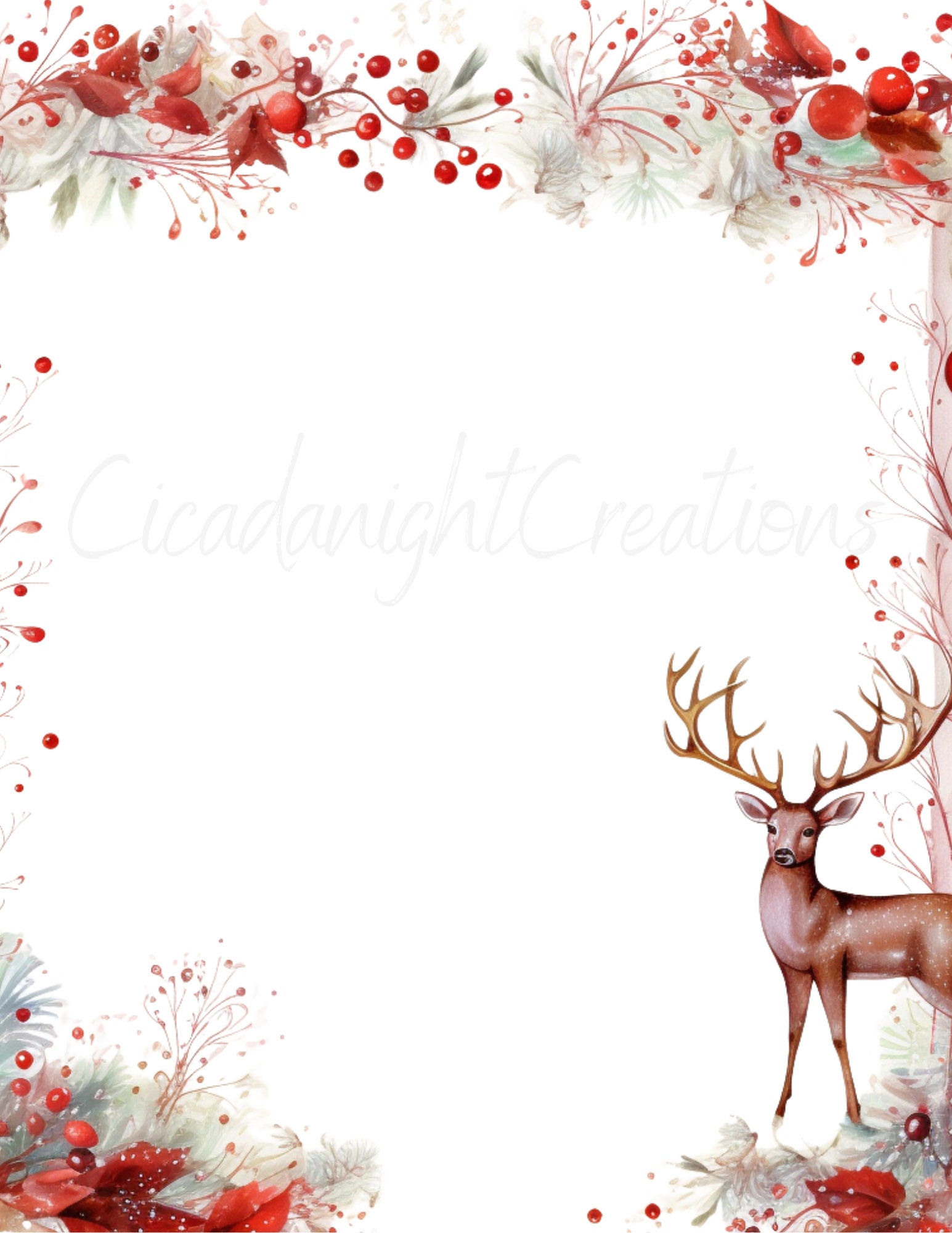Whimsical Deer Christmas Printable Paper Design Lot of 5 - Etsy