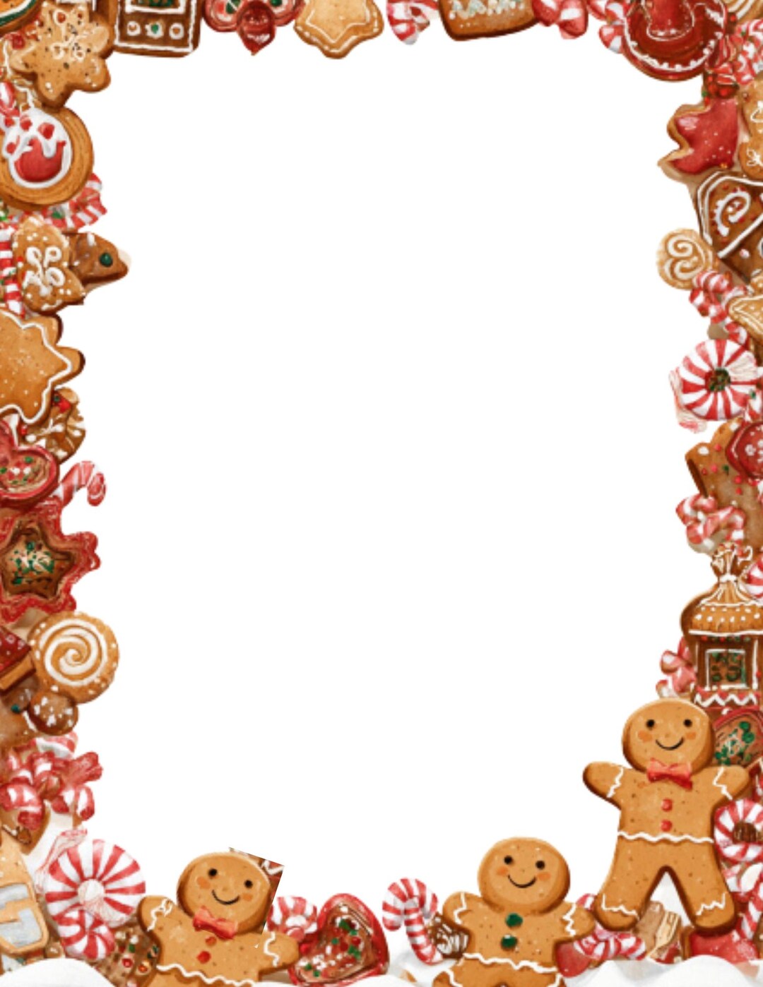 Bright Gingerbread Man Christmas Border Printable Writing Paper Design ...