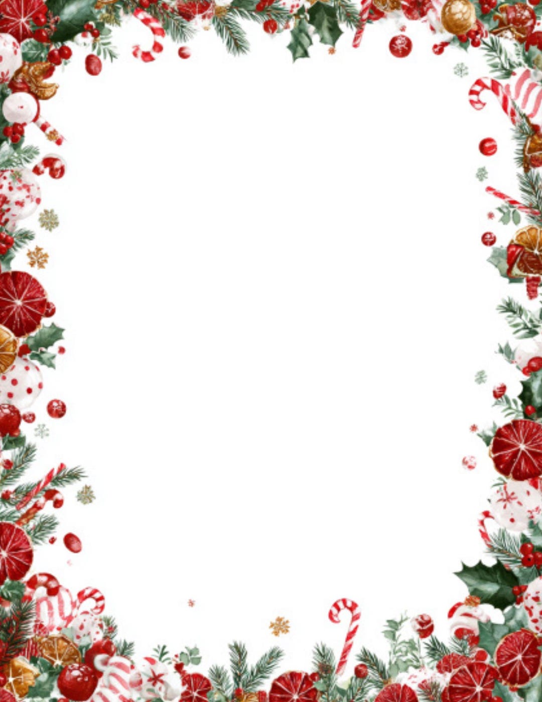 Christmas Treats Colorful Border Printable Writing Paper Design - Lot ...