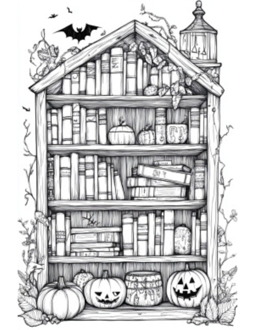 Whimsical Halloween Themed Bookshelf. 5 Fun Halloween Coloring Pages #2 ...