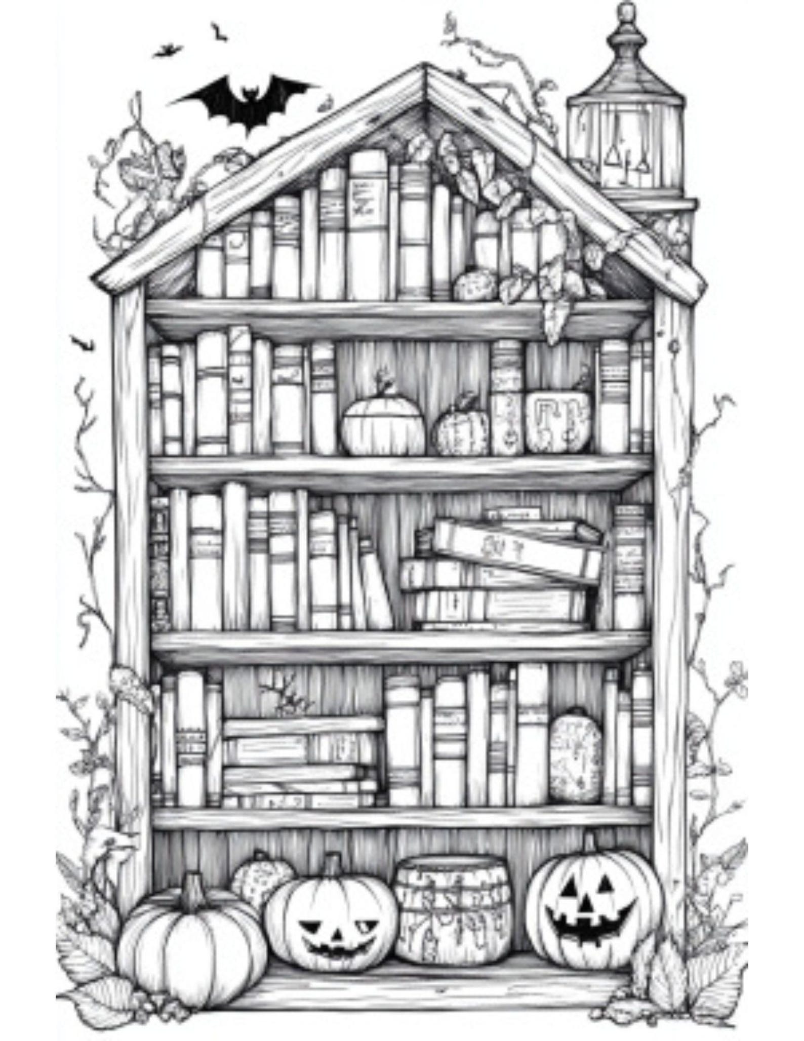 Whimsical Halloween Themed Bookshelf. 5 Fun Halloween Coloring Pages #2 ...