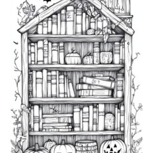 Whimsical Halloween Themed Bookshelf. 5 Fun Halloween Coloring Pages #2 ...