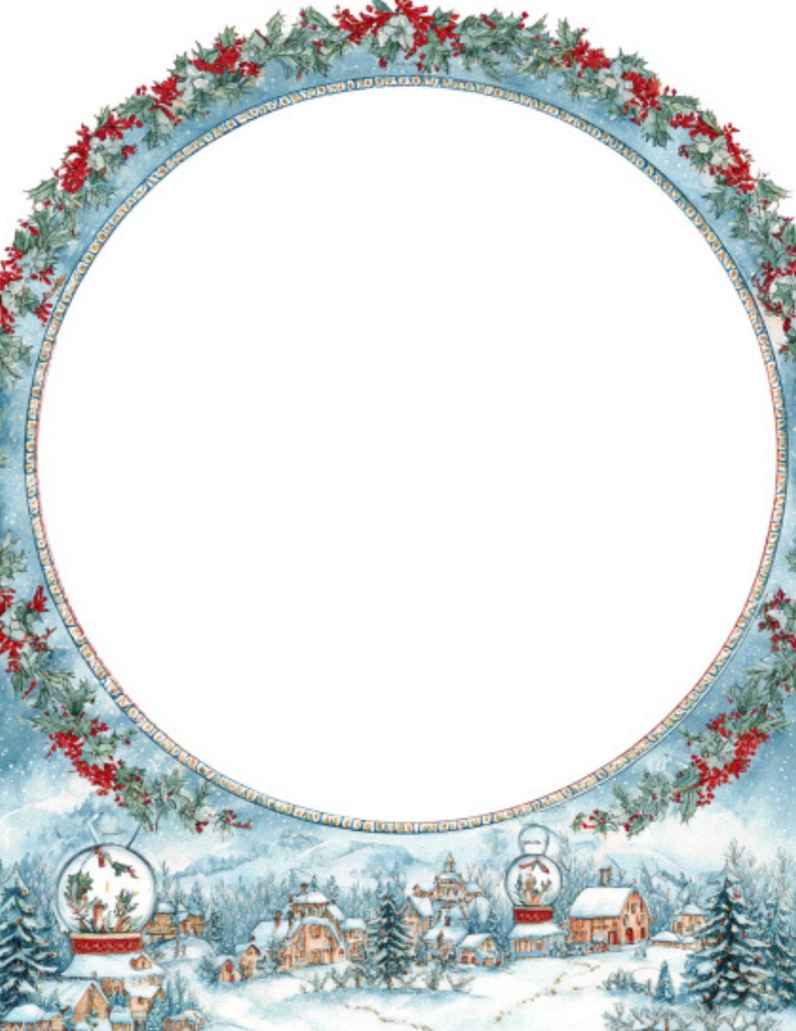 Rounded Winter Christmas Border Printable Writing Paper Design - Lot of ...