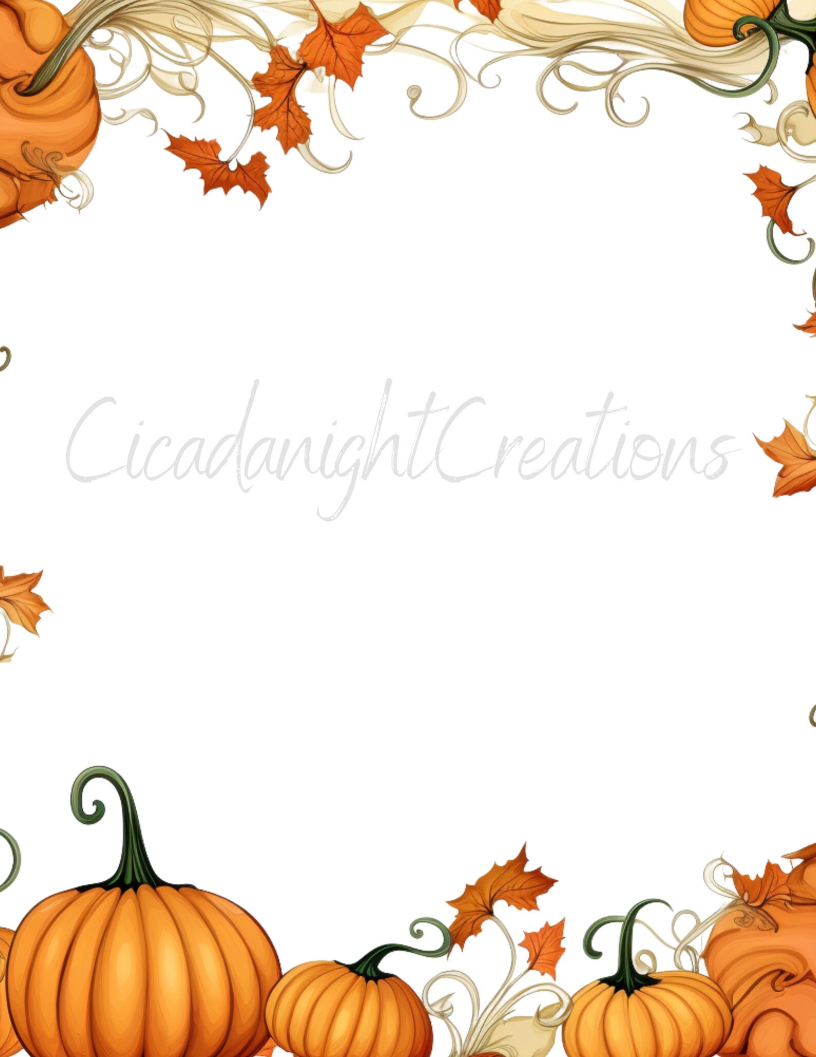 Whimsical Autumn Printable With Border Lot of 5 -white Background - Etsy