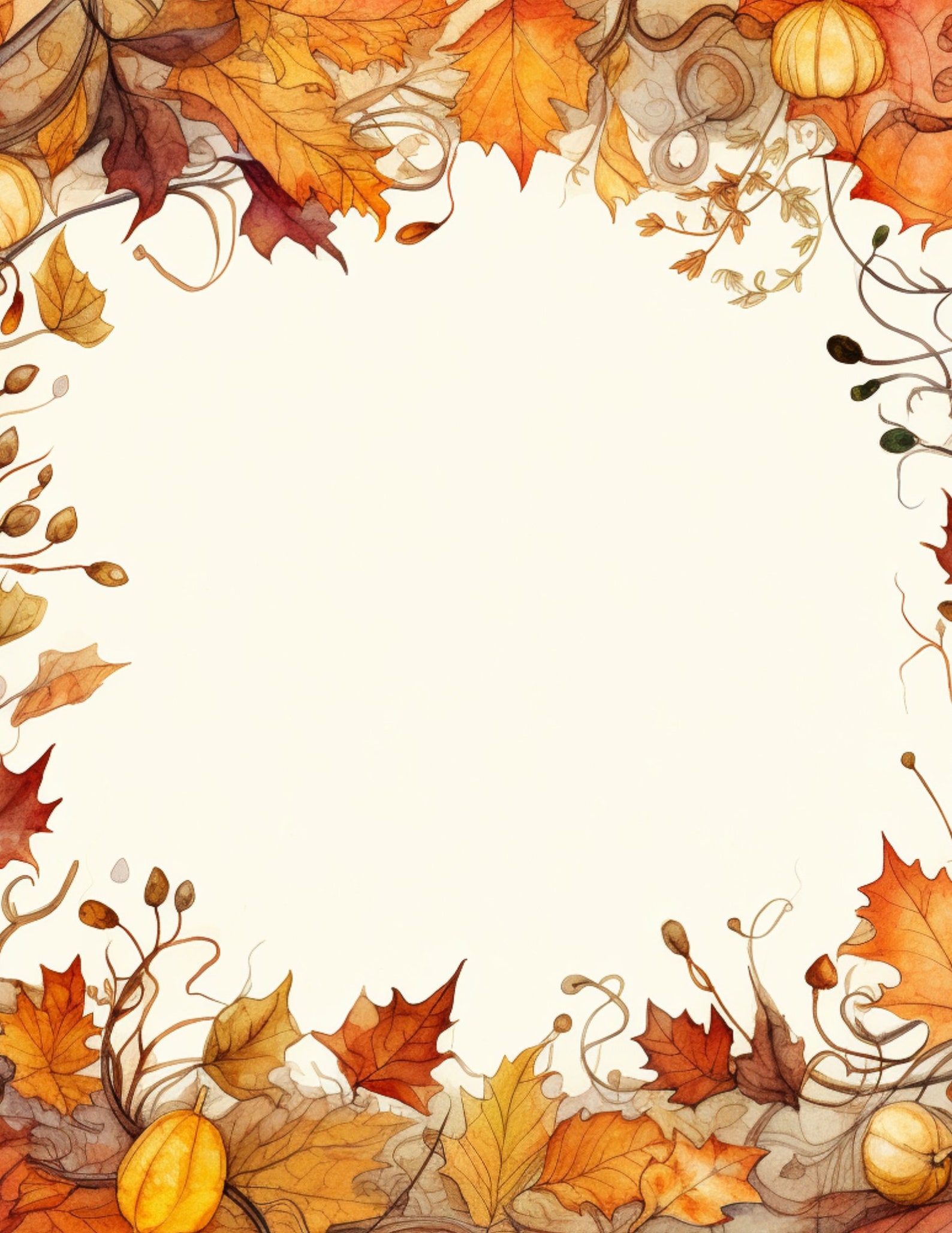 Whimsical Autumn Printable Paper With Autumn Border Lot of 5 - Etsy