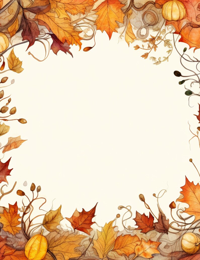 Whimsical Autumn Printable Paper With Autumn Border Lot of 5 - Etsy