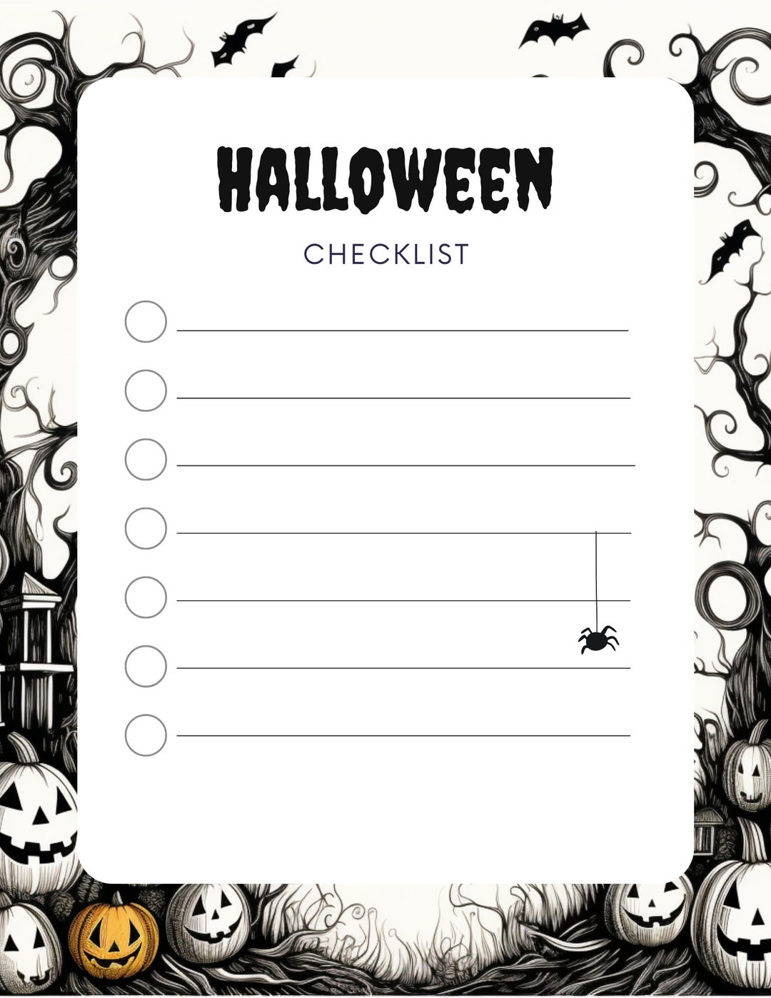 Halloween Checklist Printable Download - Etsy