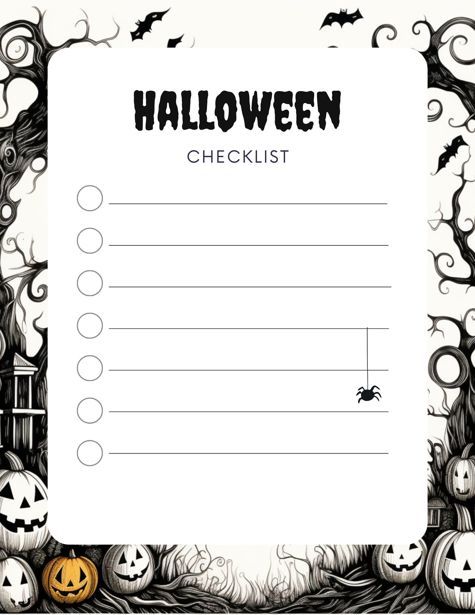 Halloween Checklist Printable Download - Etsy