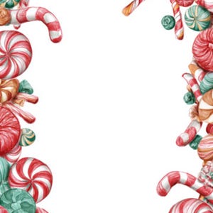 Colorful Christmas Candy Border Printable Writing Paper Design - Lot of ...