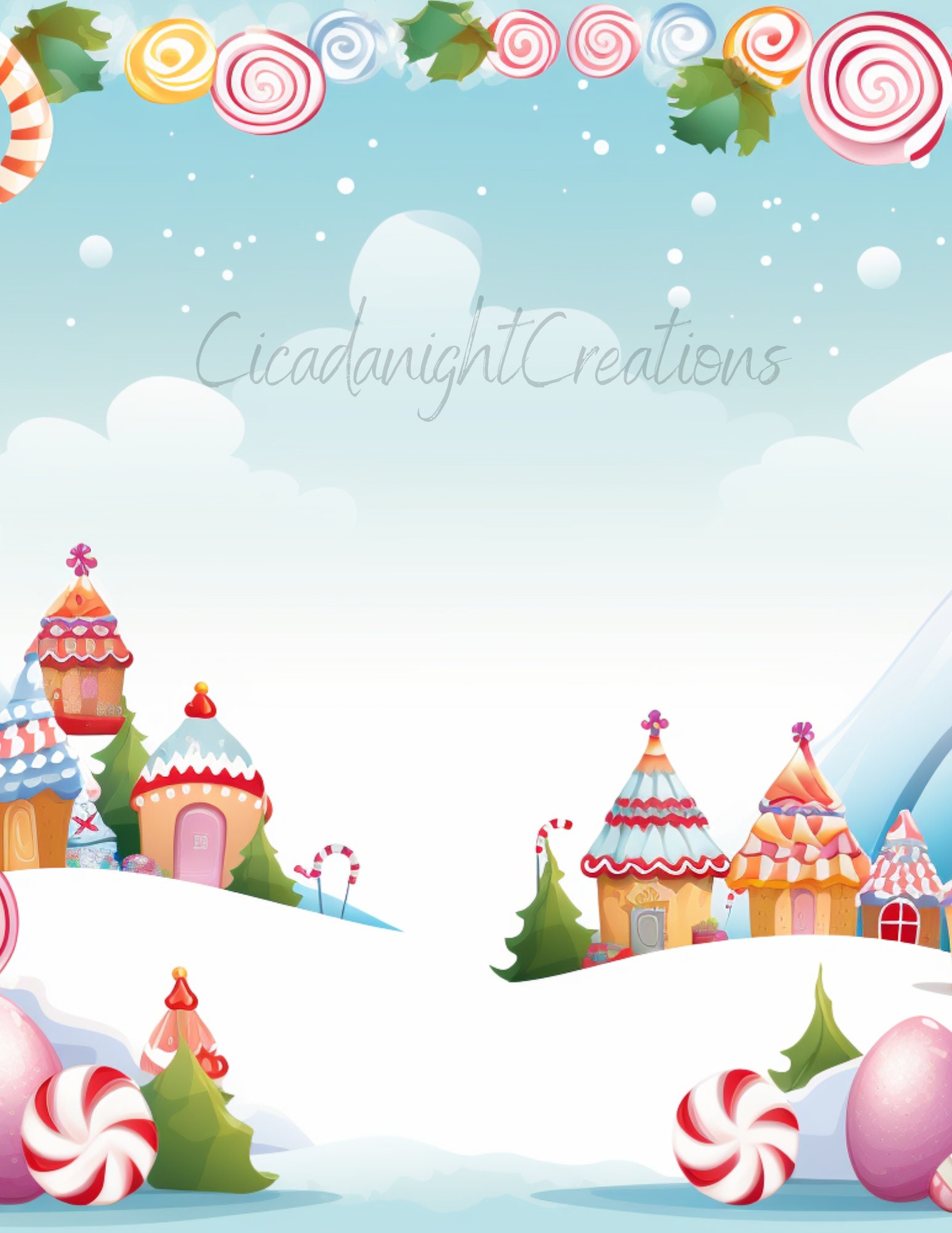 Whimsical Christmas Candyland Printable With Border Lot of 5 - Etsy