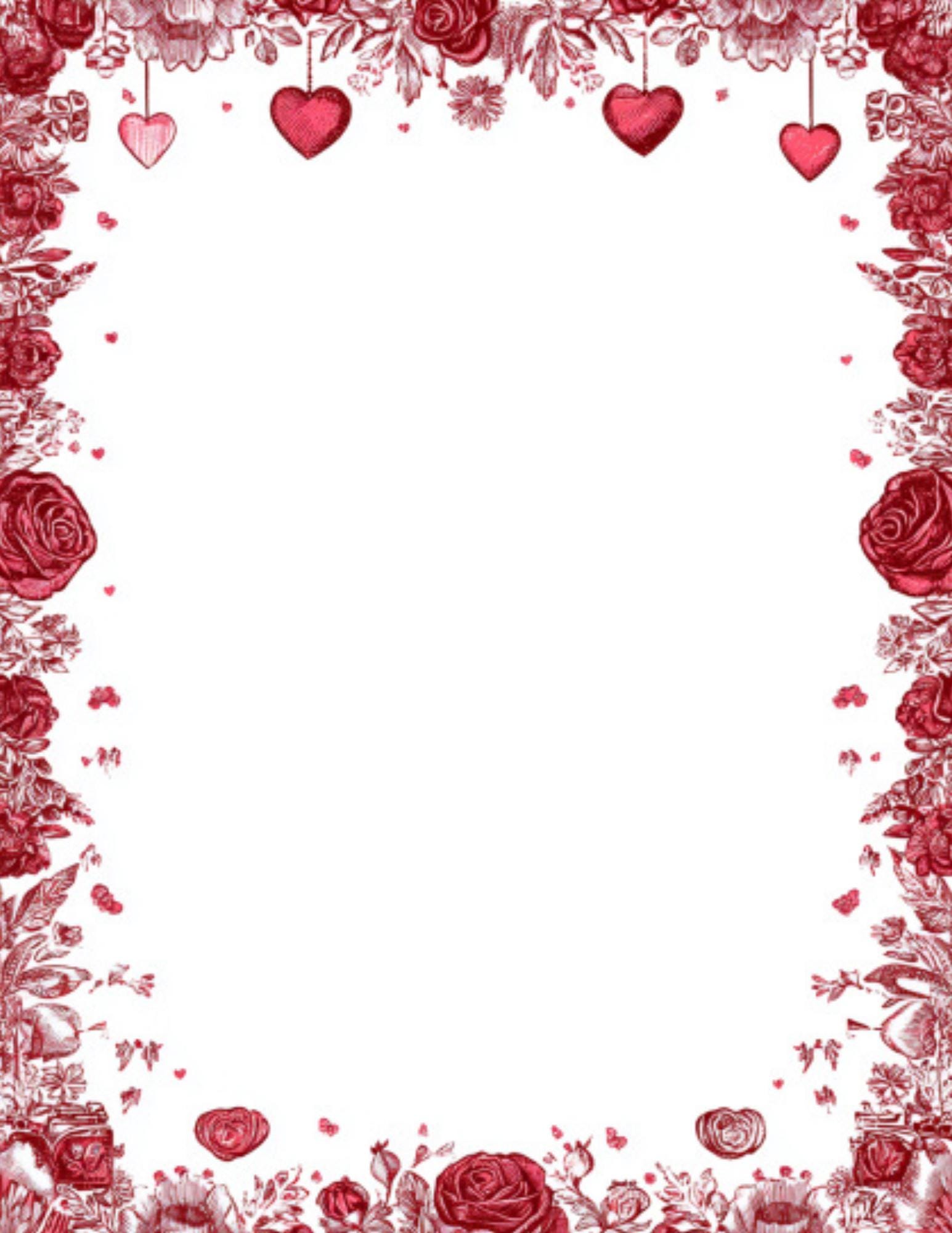 Romantic Heart Variety Border Print Border Printable Writing Paper ...