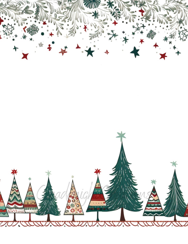 Whimsical Christmas Printable With Border Lot of 5 - Etsy