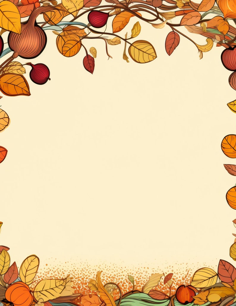 Whimsical Autumn Printable With Border - Lot of 5 - Etsy