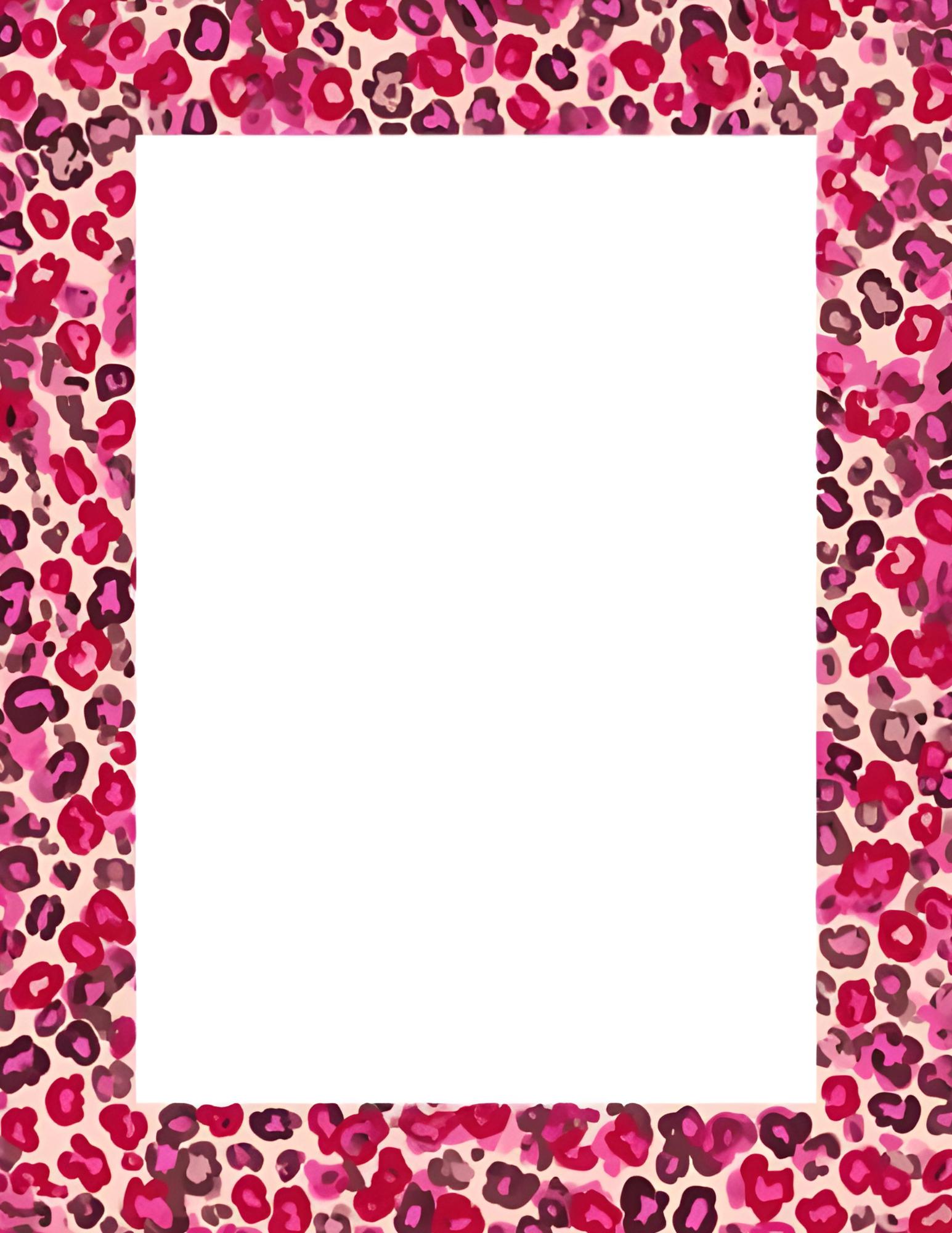 Pink and Red Leopard Print Border Printable Writing Paper Design - Lot ...