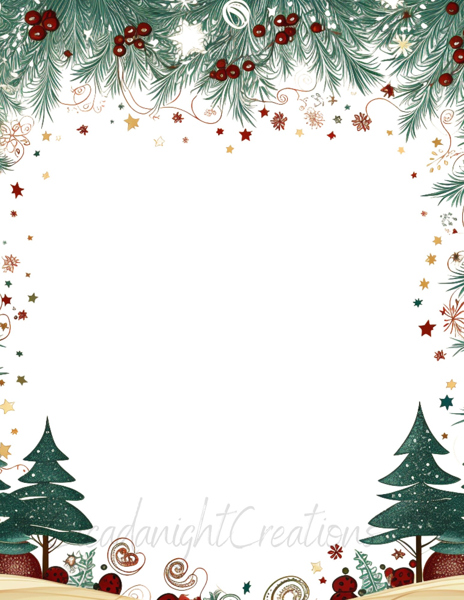 Whimsical Christmas Printable With Border Lot of 5 - Etsy