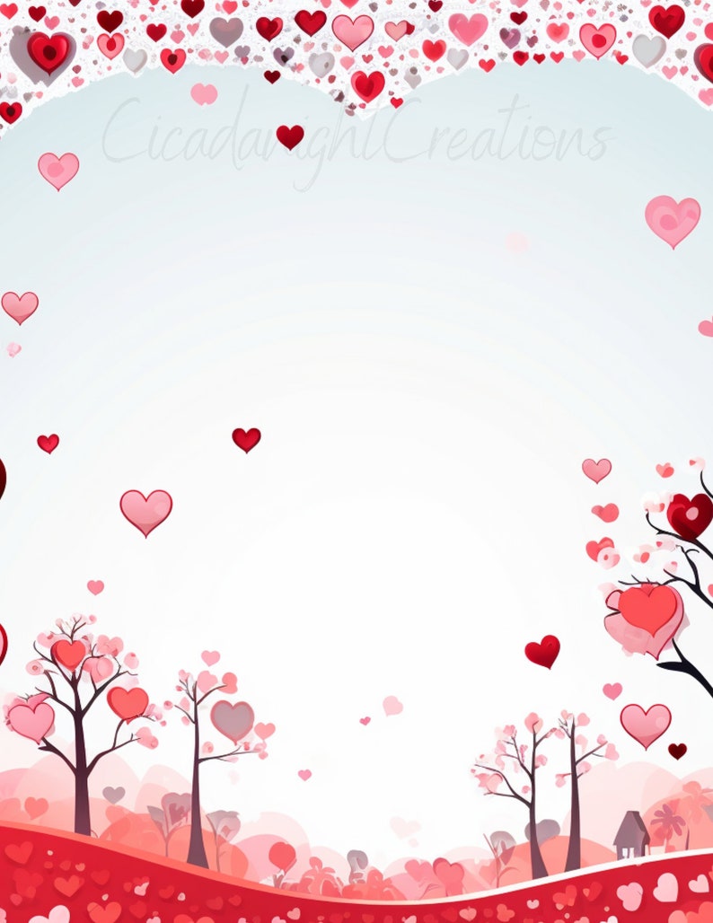 Whimsical Valentine's Day Printable Writing Paper Design - Lot of 5 - Etsy