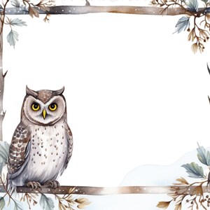 Whimsical Winter Owl Printable Paper Border Design Lot of 5 - Etsy