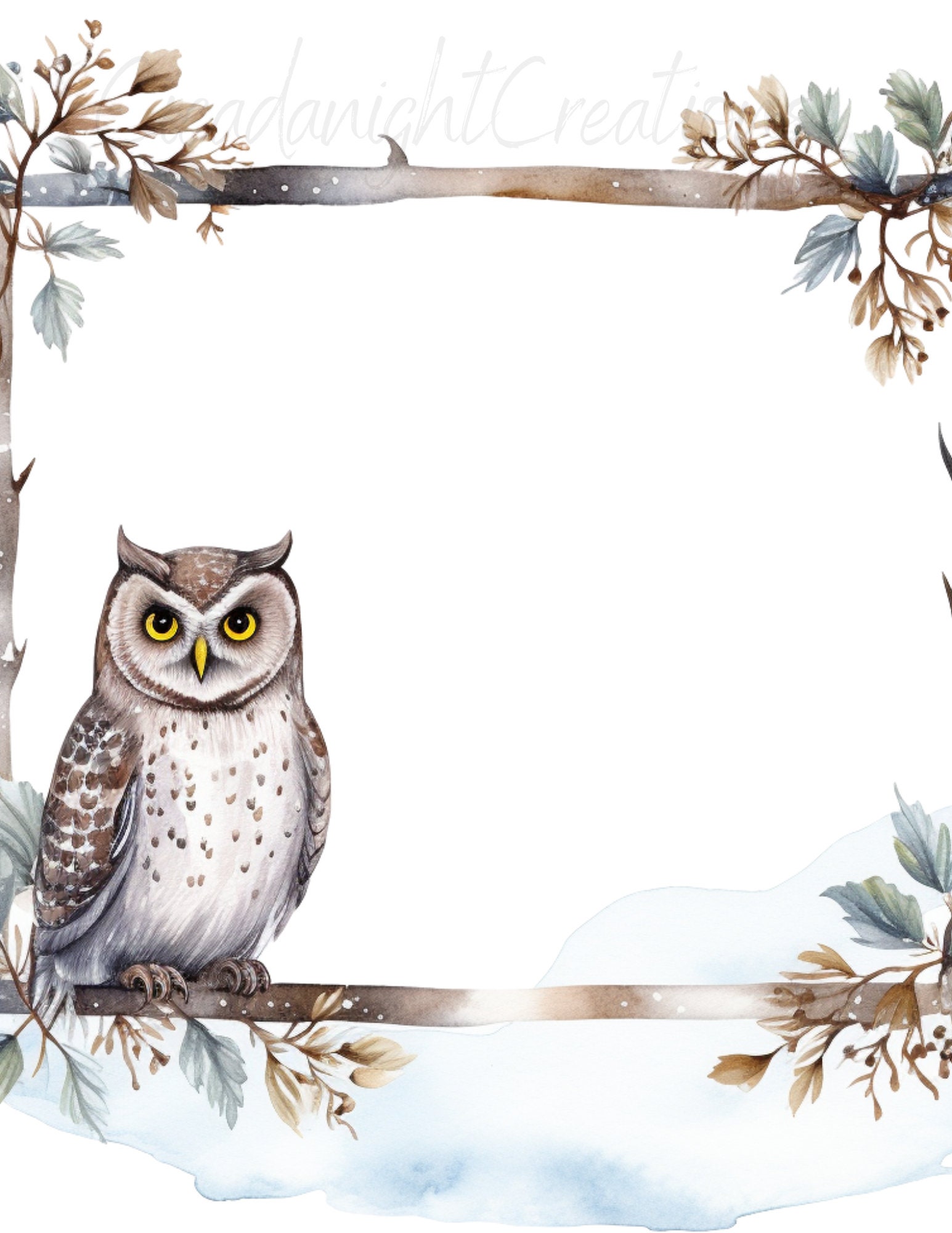Whimsical Winter Owl Printable Paper Border Design Lot of 5 - Etsy