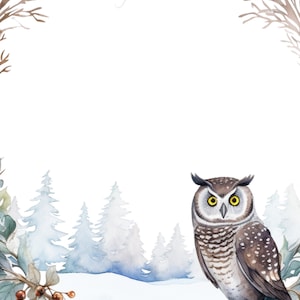 Whimsical Winter Owl Printable Paper Border Design Lot of 5 - Etsy