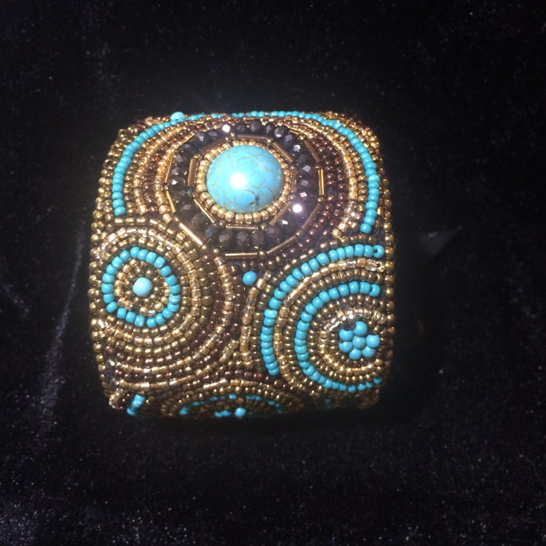 Embroidered Cuff Bracelet eternity, Embroidered Bracelet, Тurquoise ...