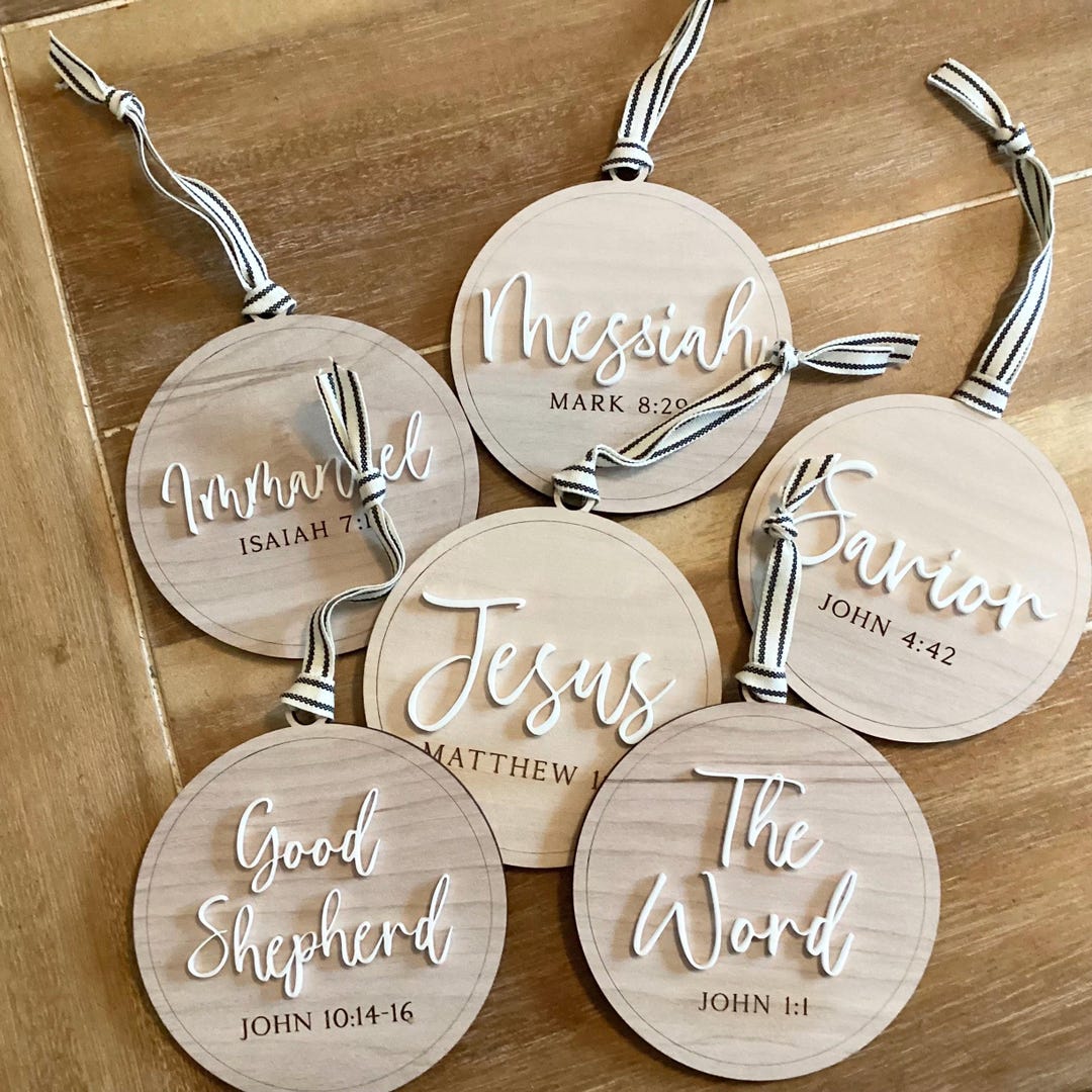 Set of 6 Names of Jesus Christmas Ornaments. Farmhouse Christian ...