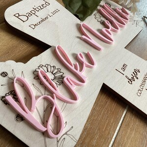 I Am -natural Wood Baptism Cross With Personalized Acrylic Name ...