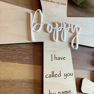 Personalized Maple Wood Engraved Baptism Christening Cross With Baptism ...