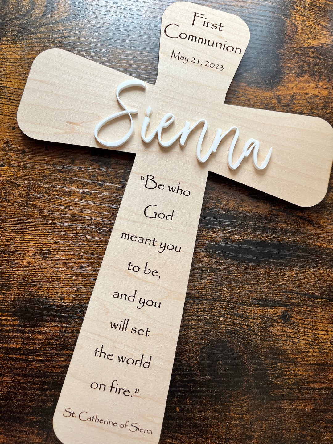 Communion or Baptism Gift for Girl or Boy, Personalized Engraved Cross ...