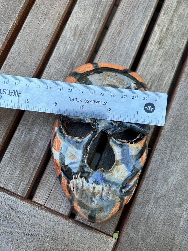 Blue and Green Mask, Skull-like, Distressed, Open Nose, Showing Teeth ...