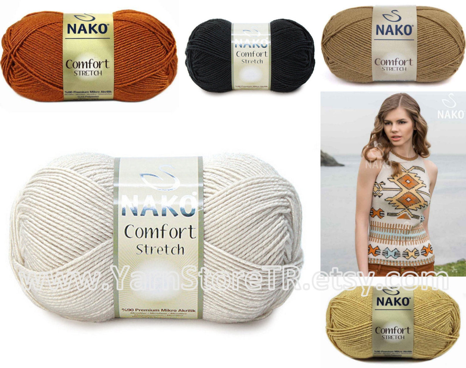 Premium Micro Acrylic Strectch Yarn Knitting Crochetting by Nako ...