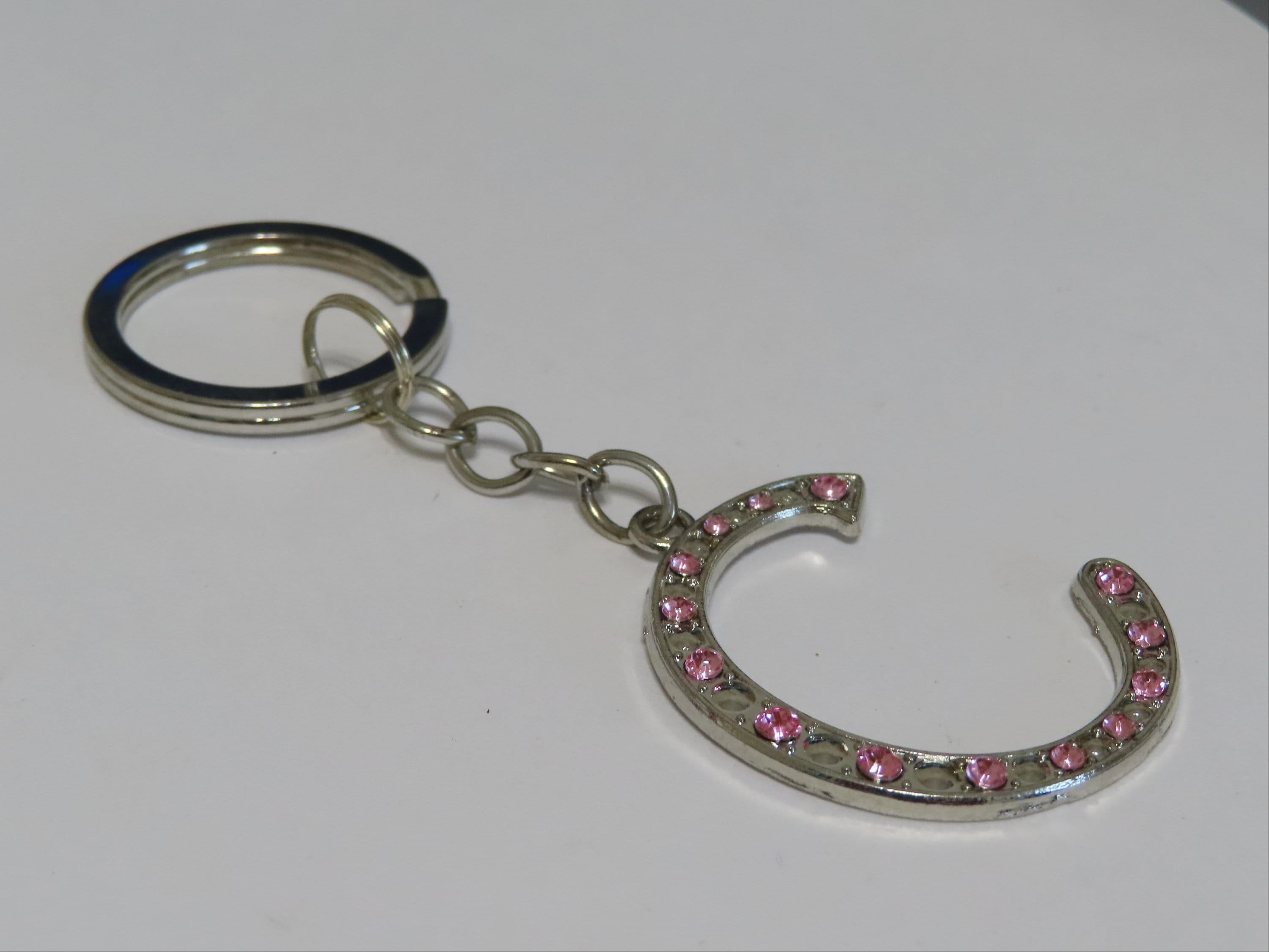 Pink Rhinestone "c" Initial Key Chain, Letter Keychain - Etsy