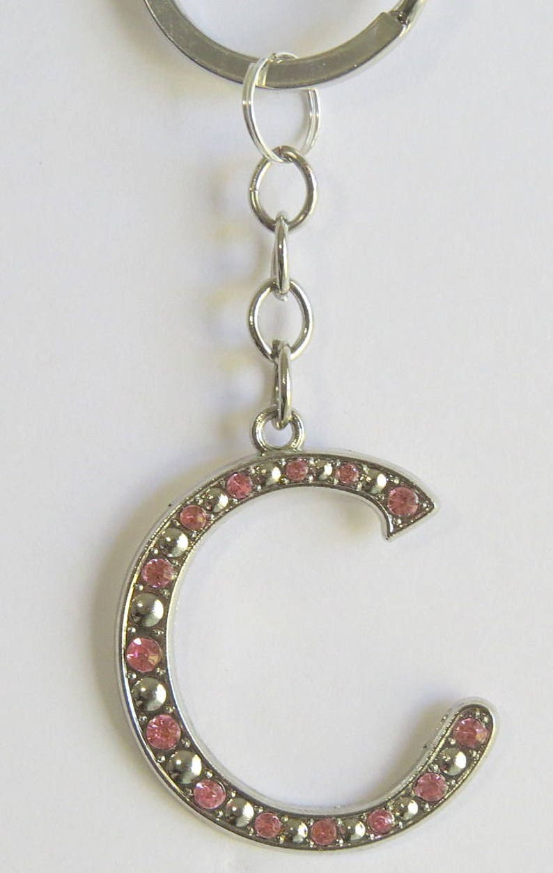 Pink Rhinestone c Initial Key Chain Letter - Etsy