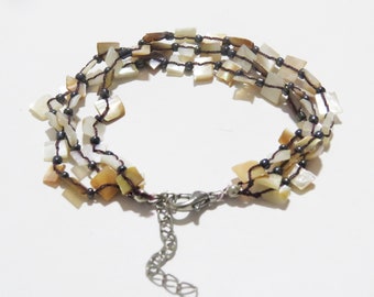 3 Strand Shell Pearl Free Form Beads Beaded Jewellery Bracelet - Etsy ...