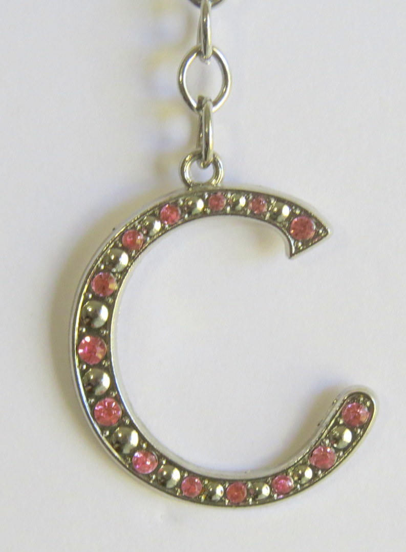 Pink Rhinestone c Initial Key Chain Letter - Etsy