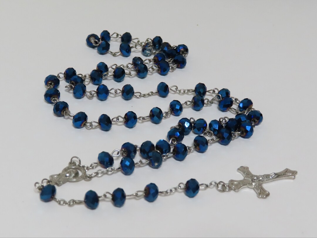 Dark Blue Crystal Rosary Religious Rosary. - Etsy