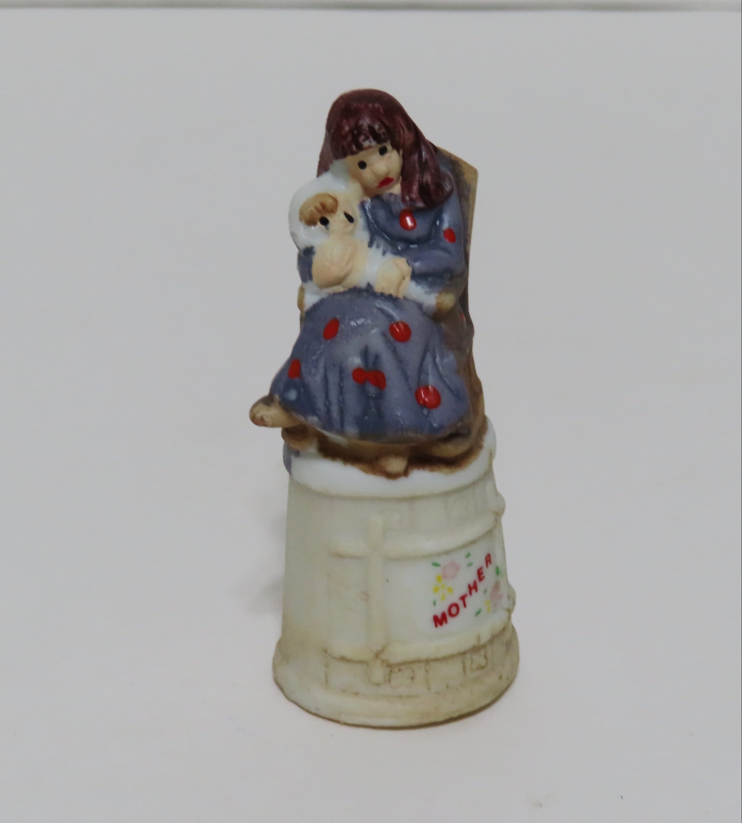 Vintage Mother Porcelain Thimble, Mom & Baby on a Rocking Chair Thimble ...
