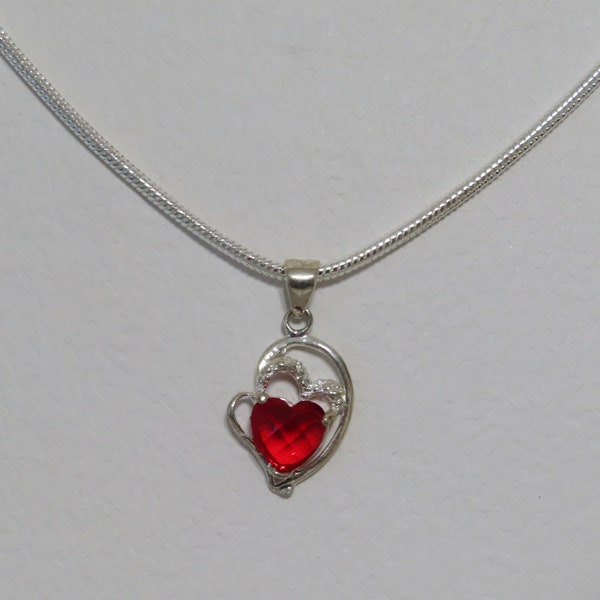 Ruby Heart Necklace - Etsy