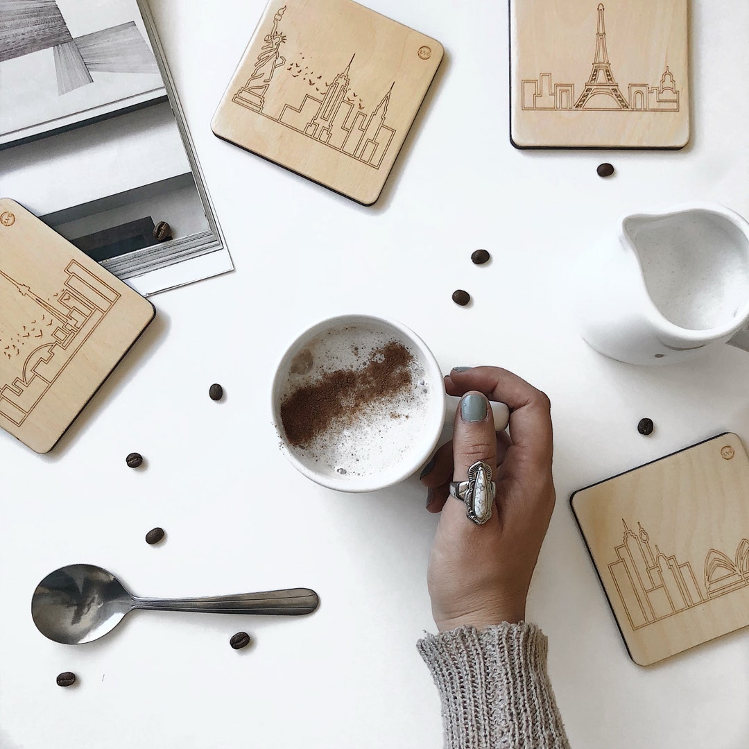 Laser-etch Skyline Coasters - Set of 4 - Etsy