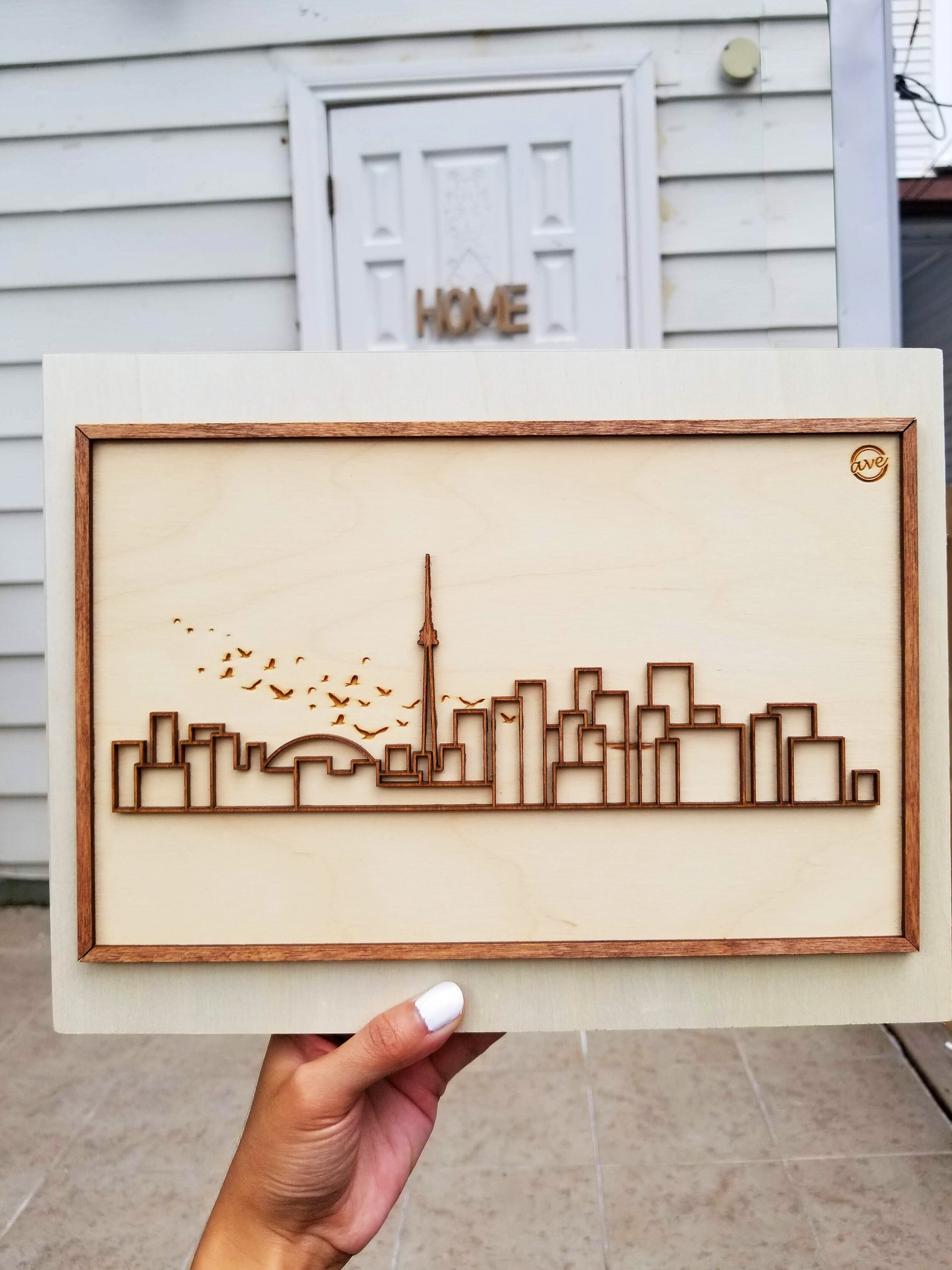 Laser-cut Toronto or New York Skyline Mounted on Woodblock - Etsy