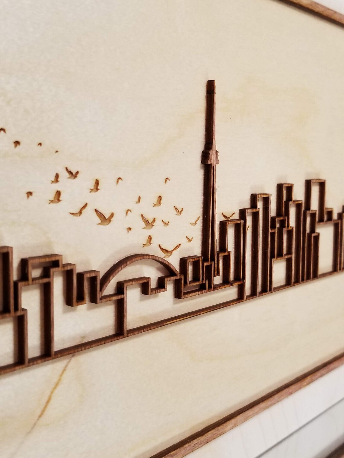 Laser-cut Toronto or New York Skyline Mounted on Woodblock - Etsy