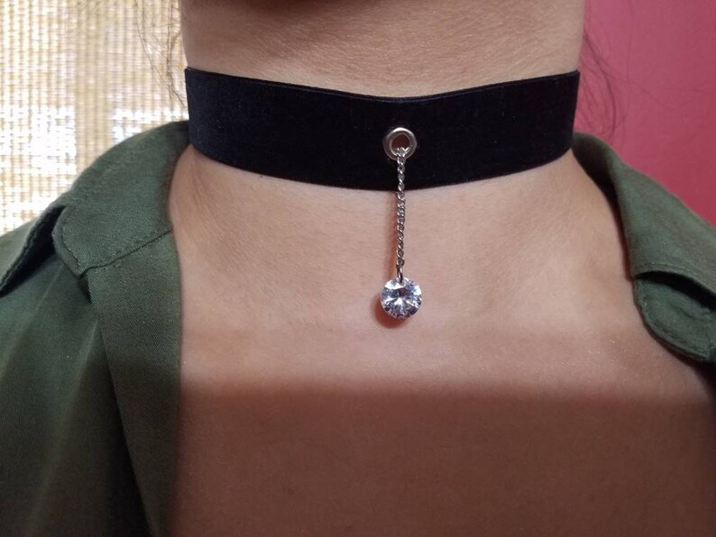 Edgy Glam Choker. Black Grommet and Rhinestone Accent Choker. Lovely ...