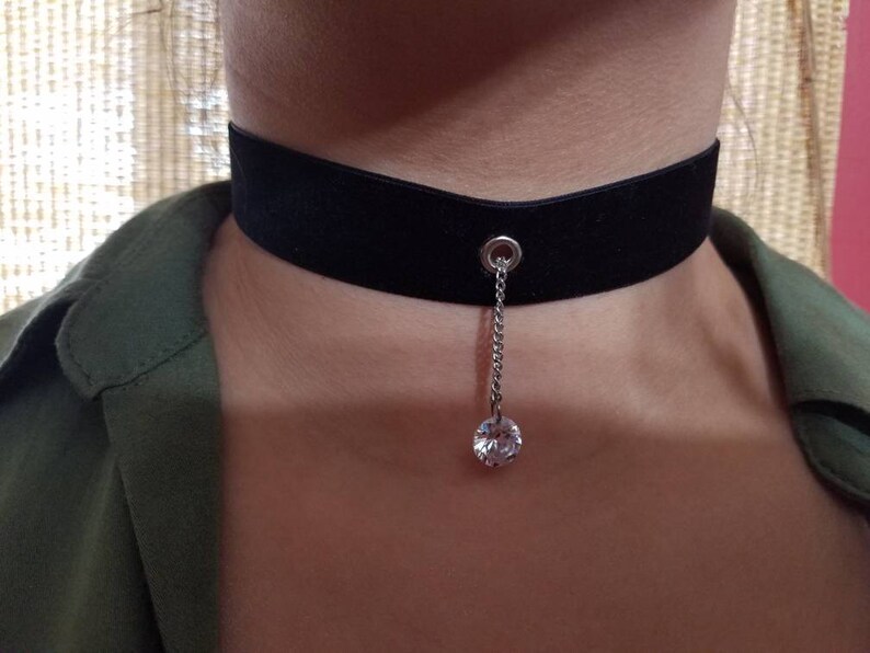 Edgy Glam Choker. Black Grommet and Rhinestone Accent Choker. Lovely ...