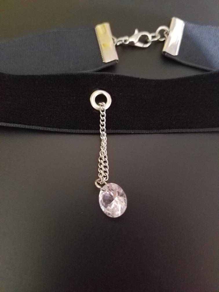 Edgy Glam Choker. Black Grommet and Rhinestone Accent Choker. Lovely ...